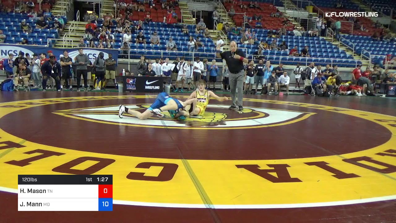 120 Lbs Rnd Of 64 Hunter Mason Tennessee Vs Jacob Mann Missouri - YouTube