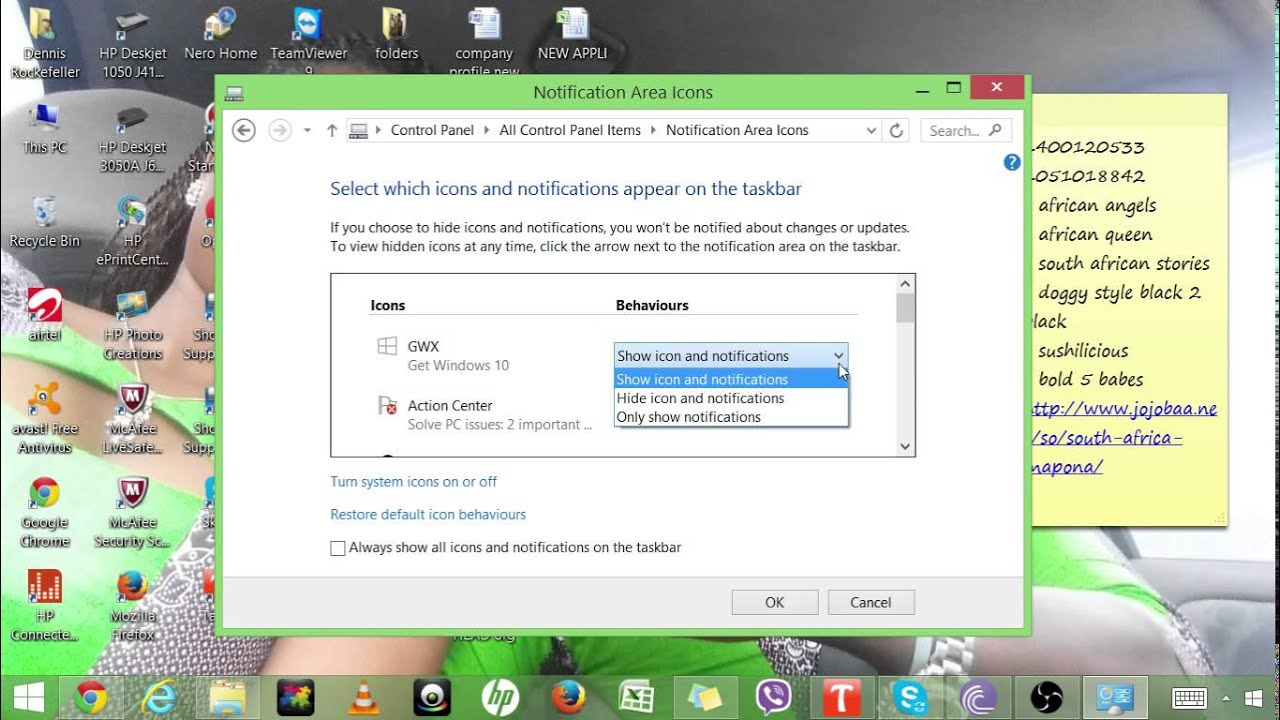 HOW TO DISPLAY DATE, TIME AND ICONS ON TASKBAR (WINDOWS 8 ONLY) - YouTube