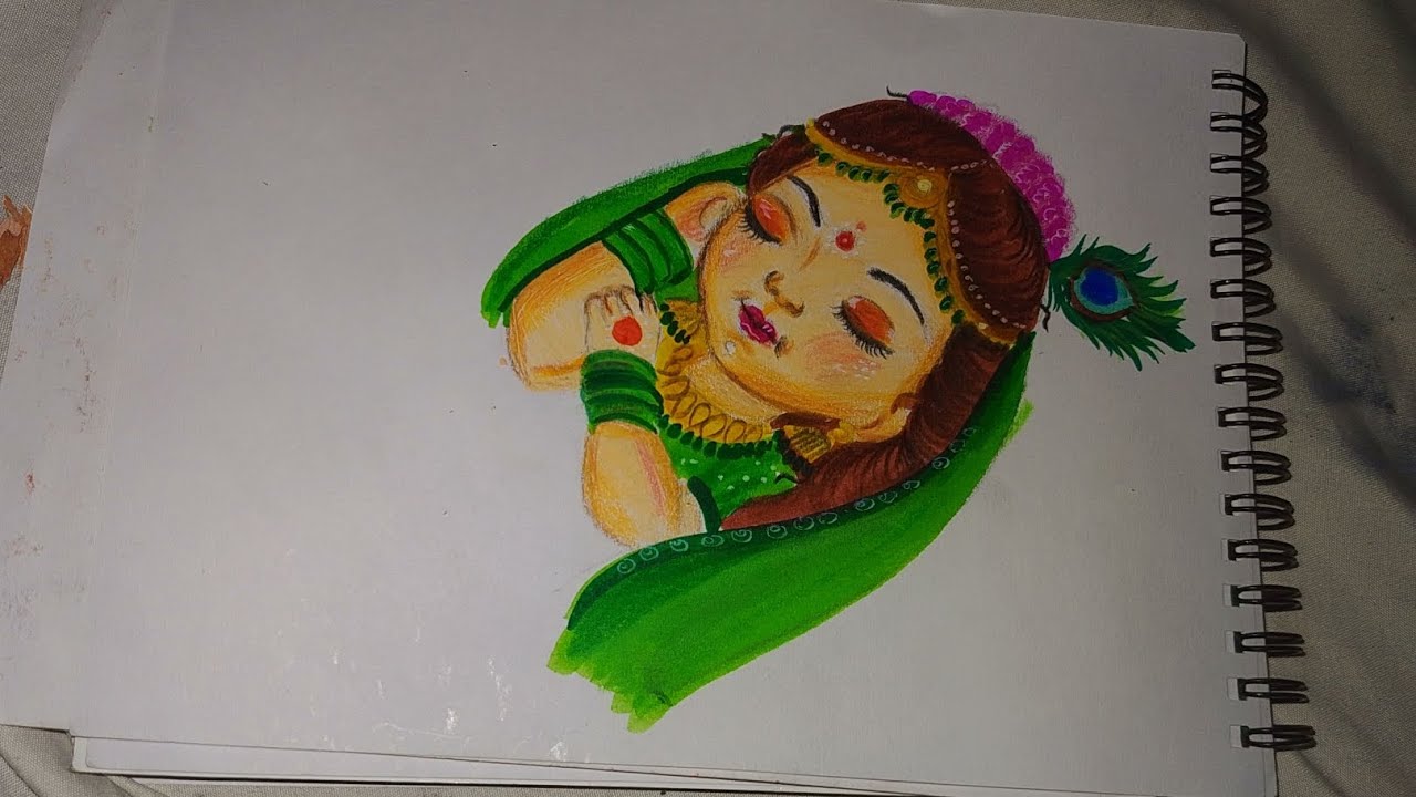 Radhe rani drawing easy with colour pencil।। Step by step radhe rani ...