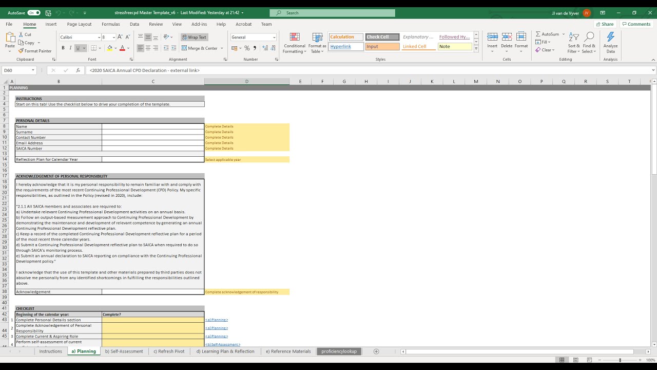 SAICA Annual Reflective Plan - Template Tutorial | Stress-Free CPD ...