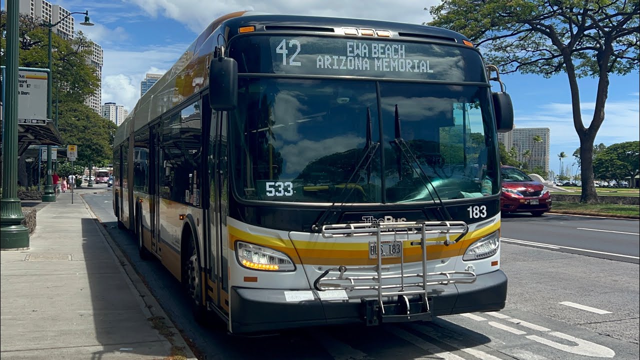 Thebus Honolulu Bus' 183 New Flyer XDE60 Route 42 Ewa Beach, AZ ...
