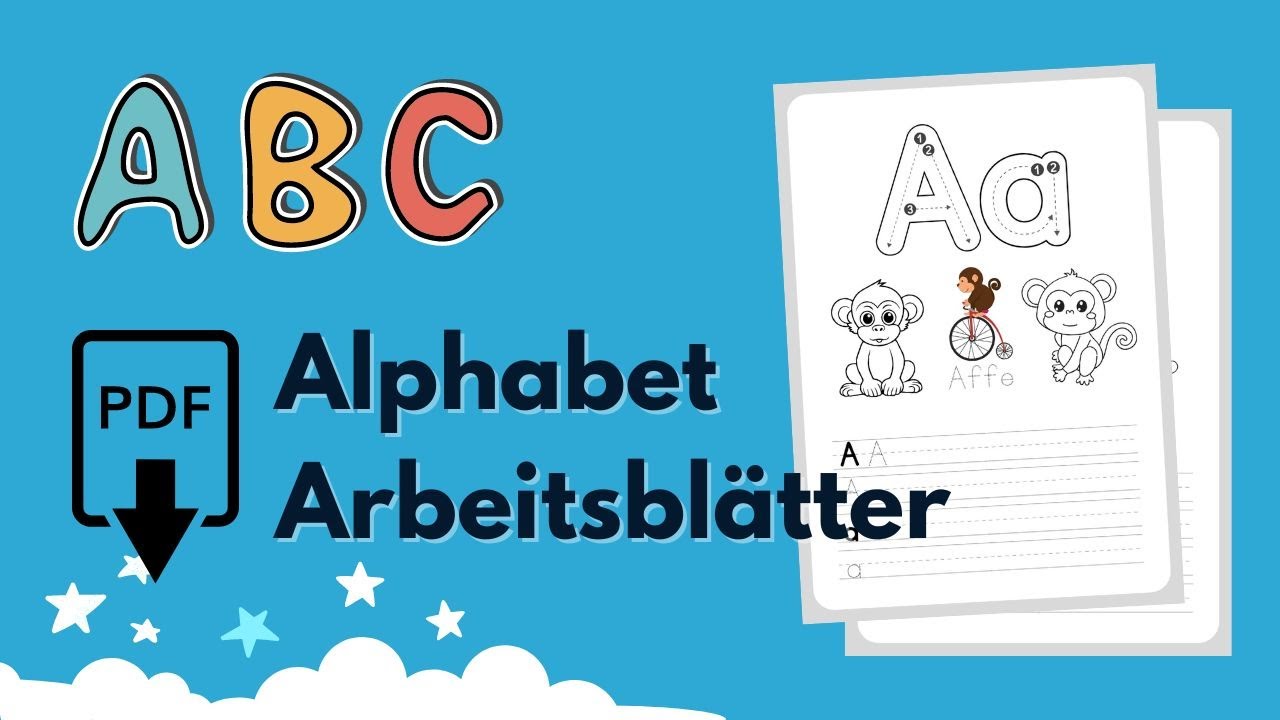 A wie Apfel lernen - ABC Alphabet Arbeitsblätter - PDF Druckvorlage ...