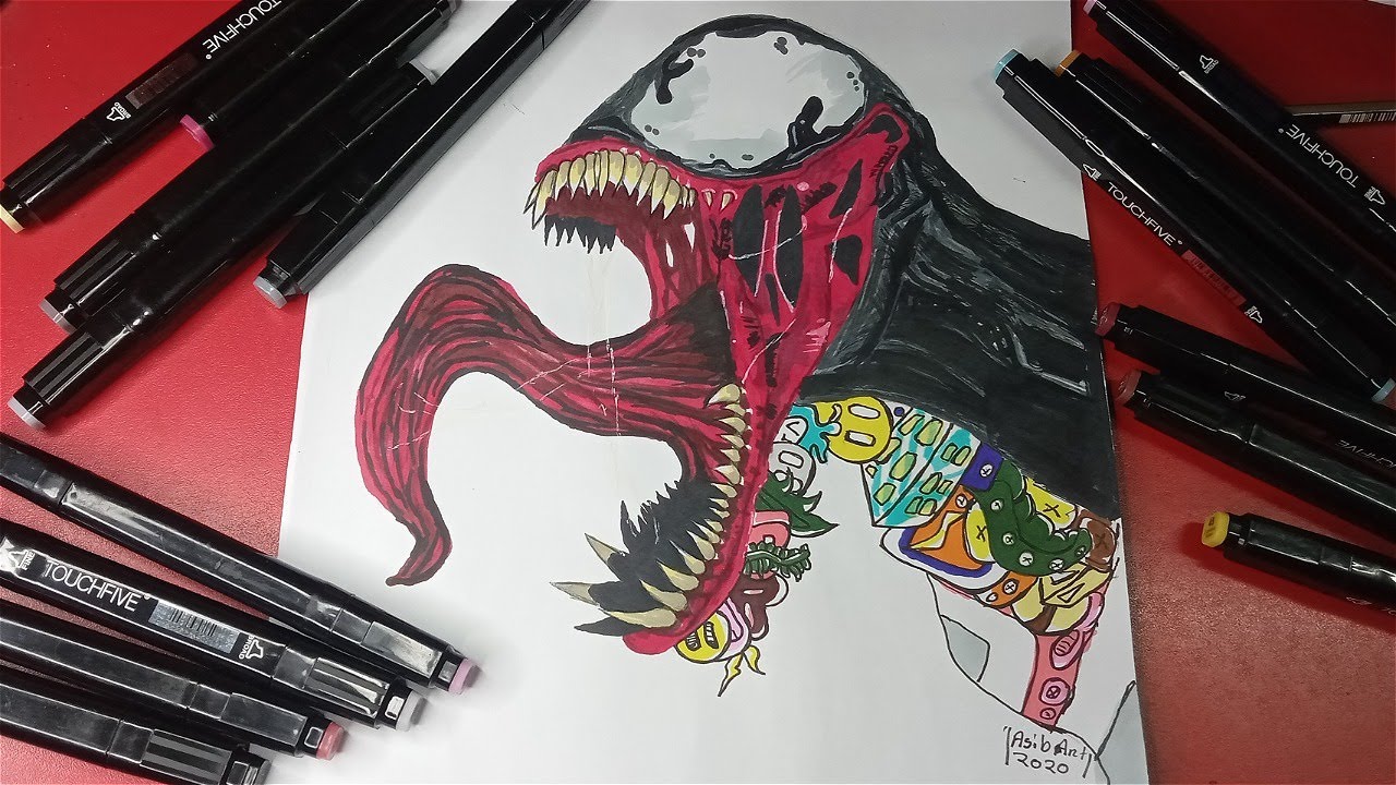 venom drawing I How to Draw Venom 🎨🖌 I Venom Doodle - YouTube