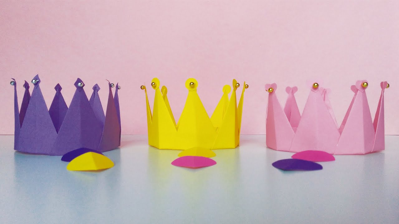 Como hacer CORONAS de papel / Tiara de papel / How to make paper CROWNS ...