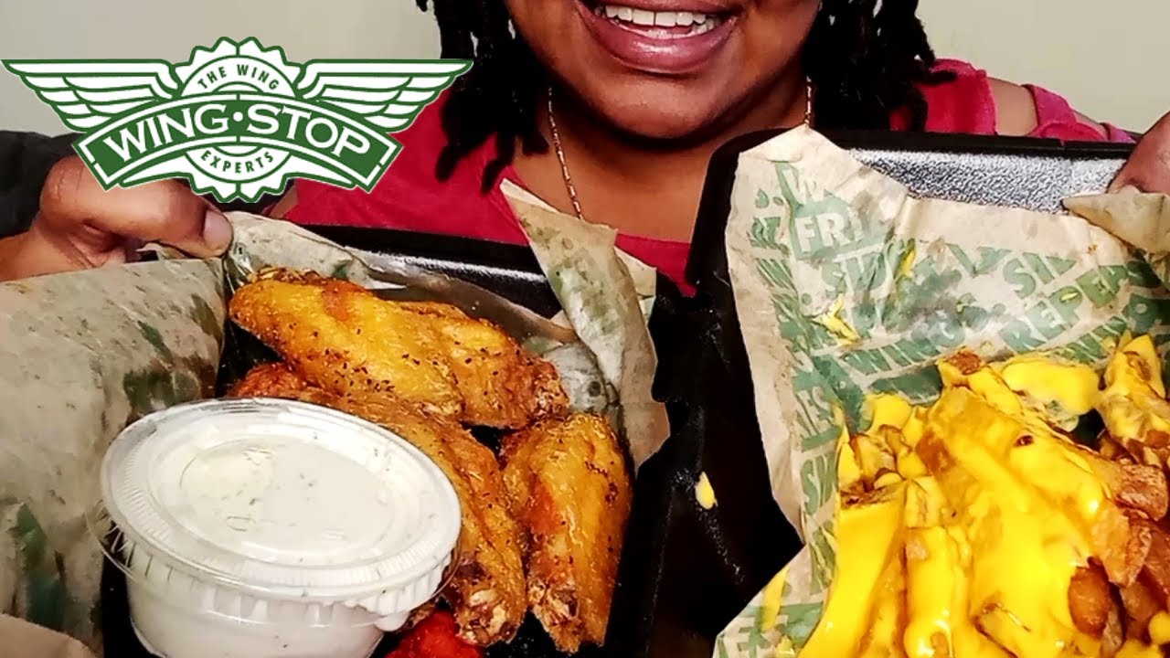 ASMR WINGSTOP LEMON PEPPER WINGS 🍗🥵HOT CHICKEN TENDERS AND CHEESE 🧀🍟 ...
