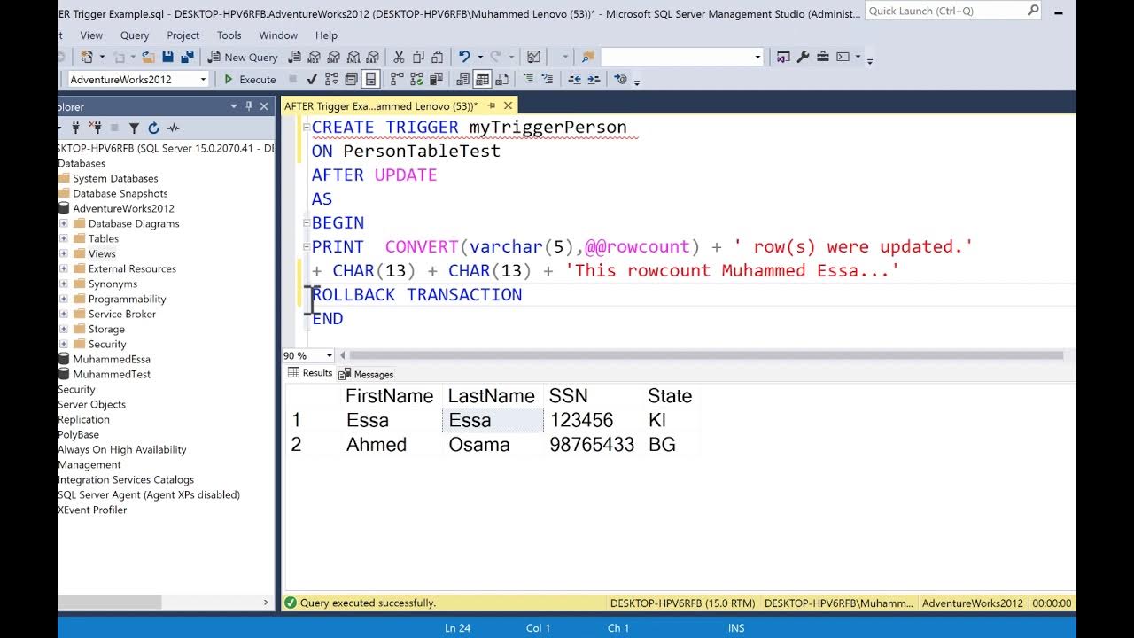 76 AFTER Triggers Microsoft SQL Server - YouTube