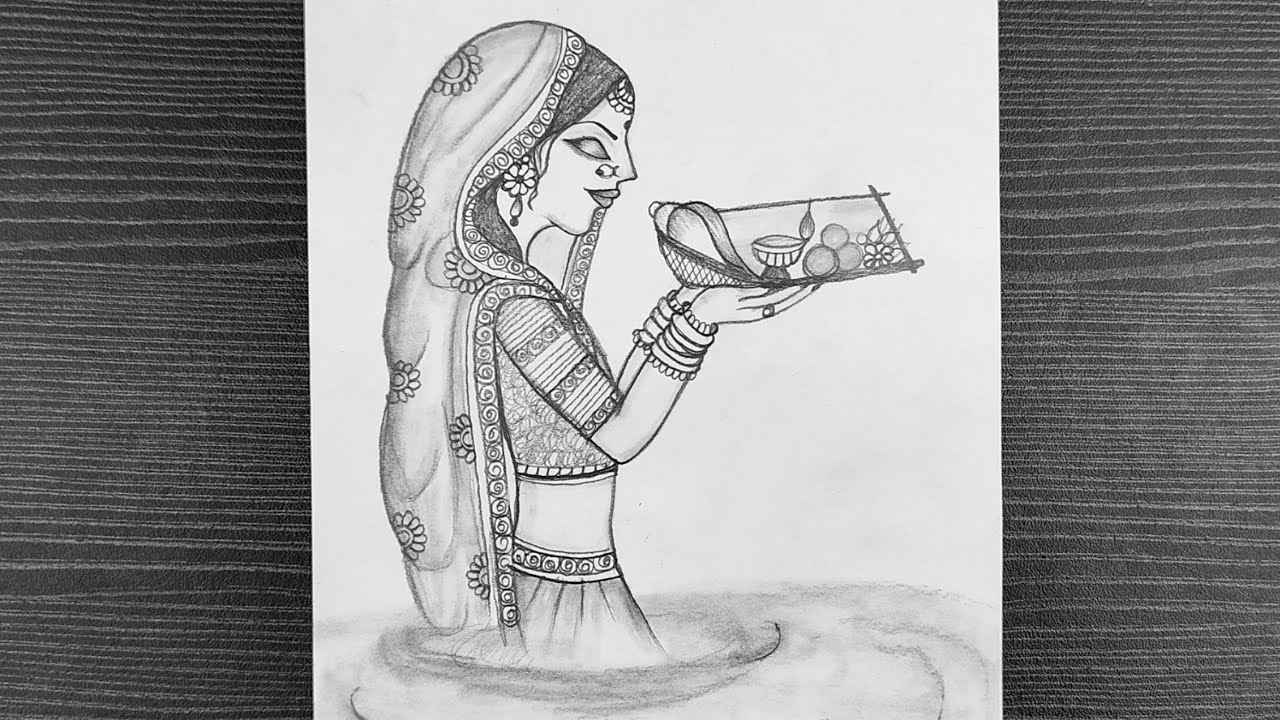 Pencil Drawing For Chhath Puja || How To Draw Chhath Puja Drawing ...