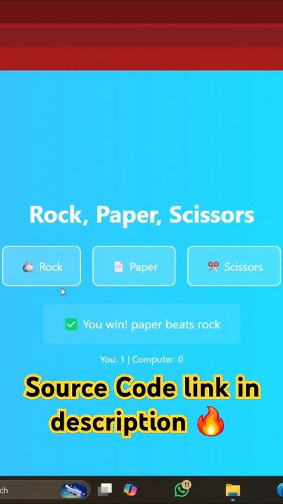 Day 5 - Rock, Paper, Scissor Game In JavaScript #shorts #webdevelopment ...