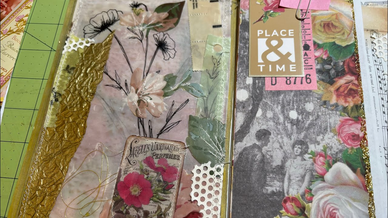 Using wax! Beautiful collaged waxed page turned into a large pocket ...