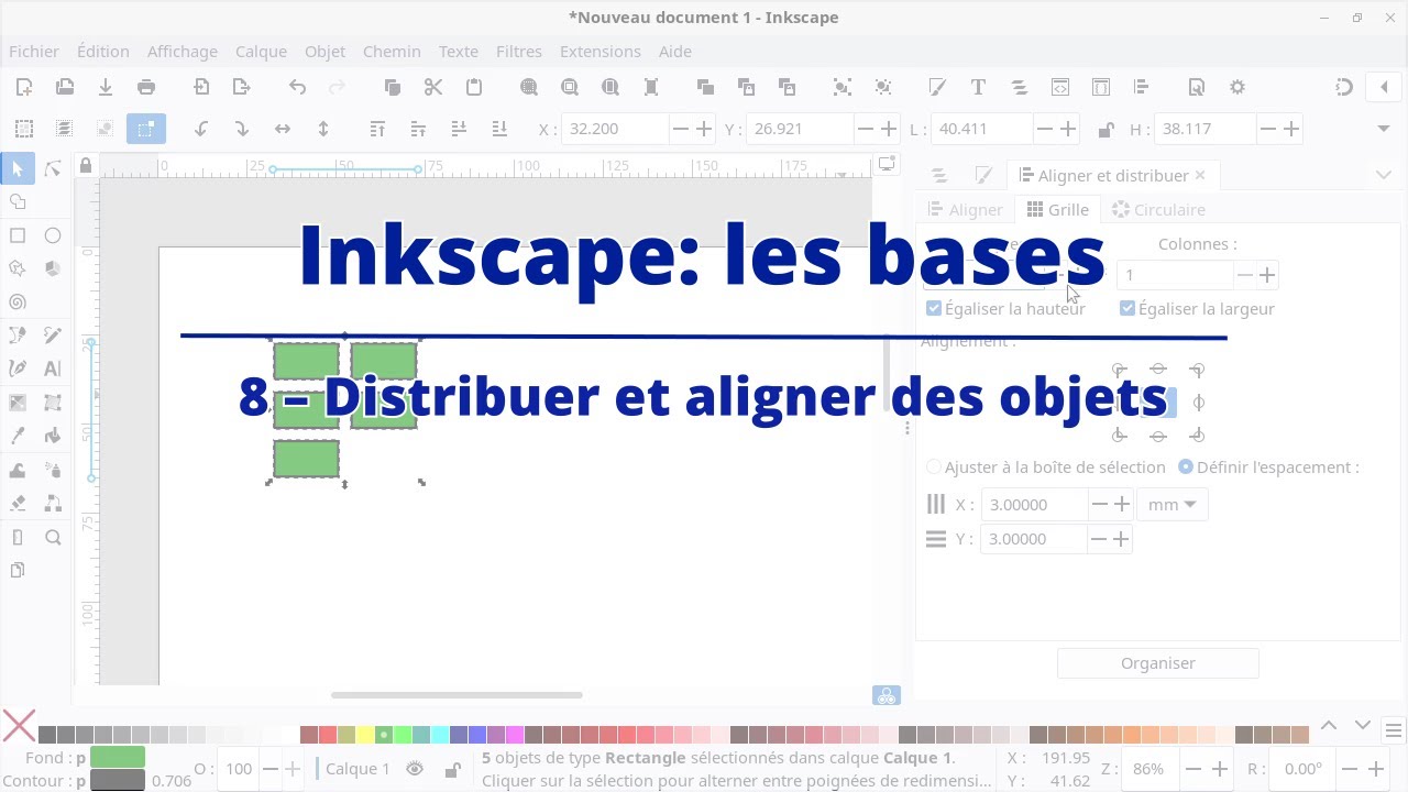 Inkscape: les bases. 8 - Distribuer et aligner des objets. - YouTube
