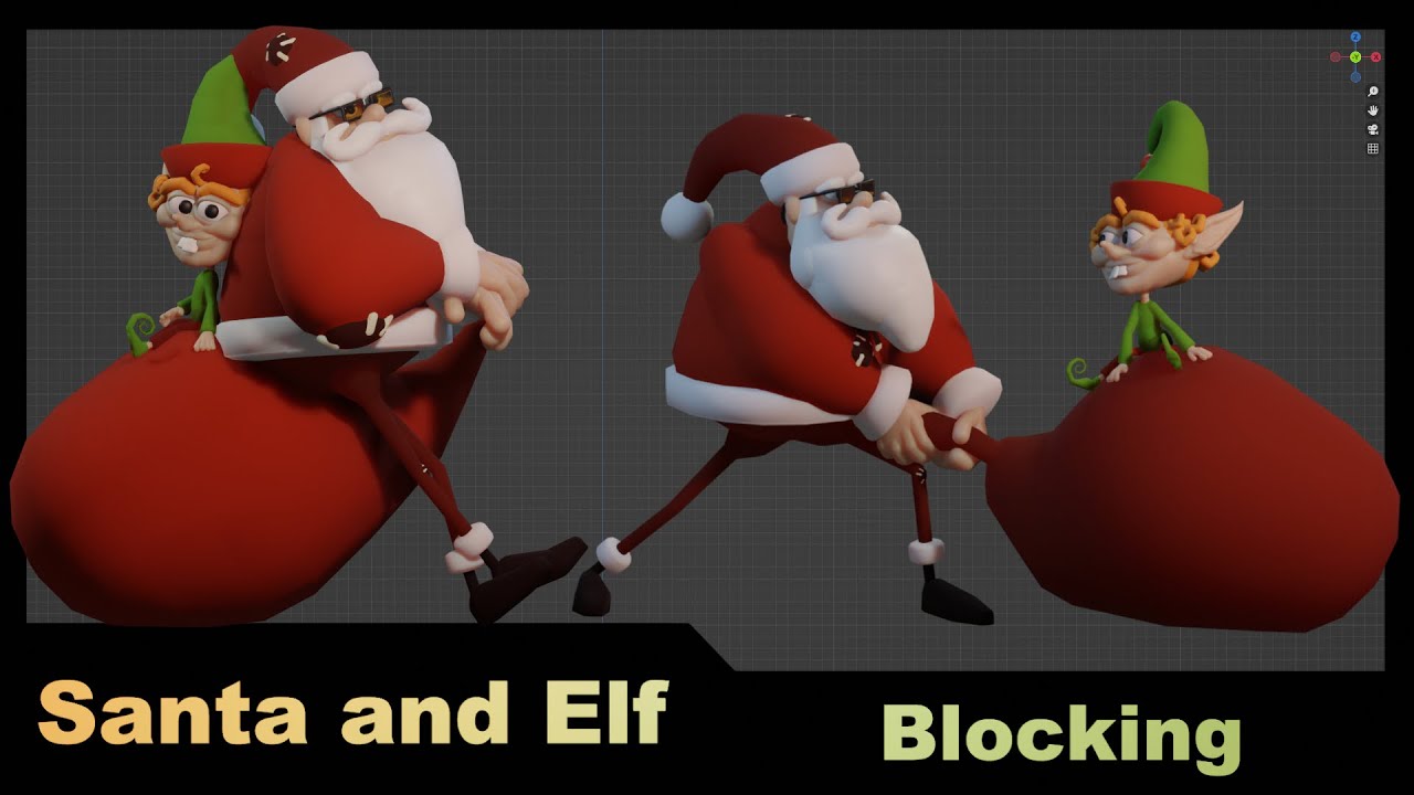 Blender character blocking Santa and Elf with Blocksurfaces addon - YouTube