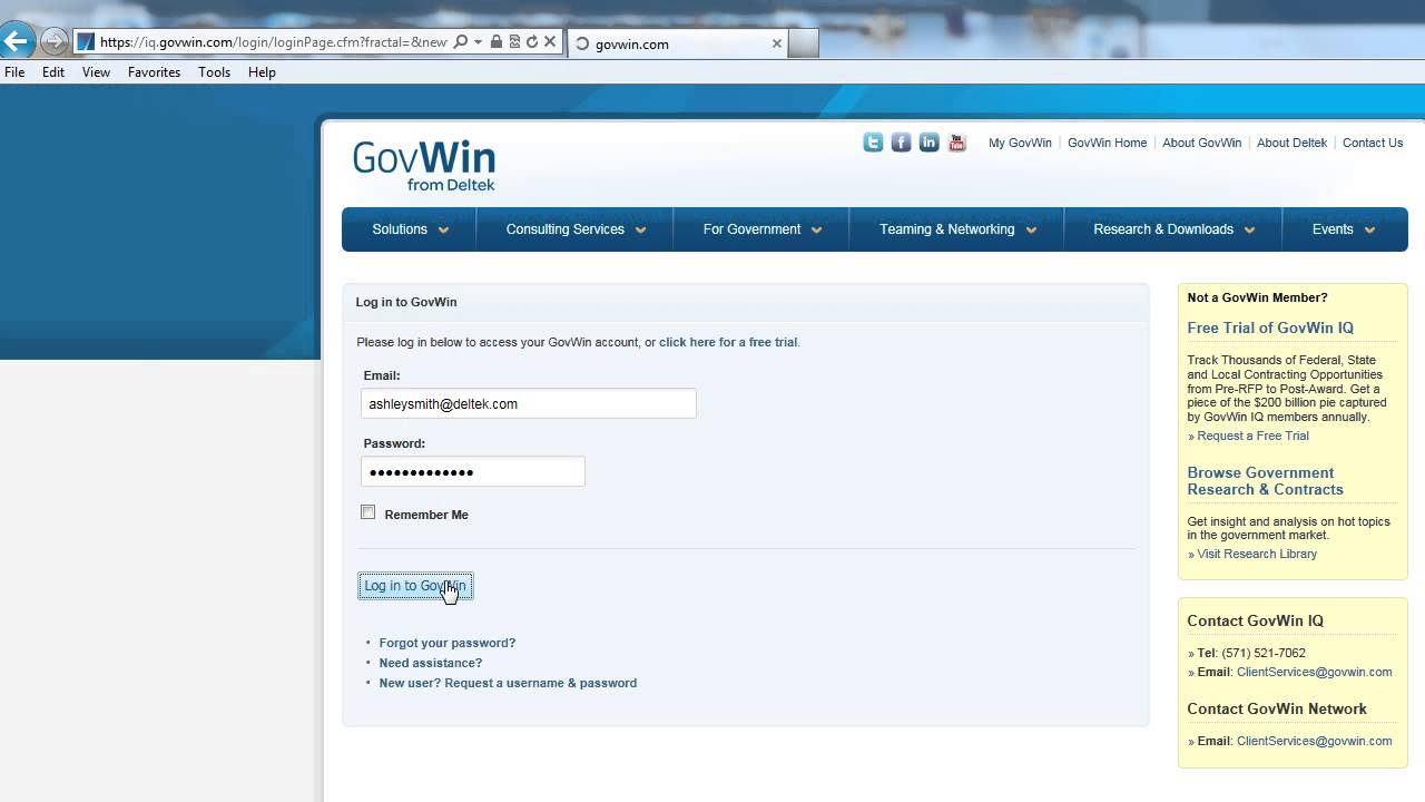 Accessing GovWin's Opportunity Manager - YouTube