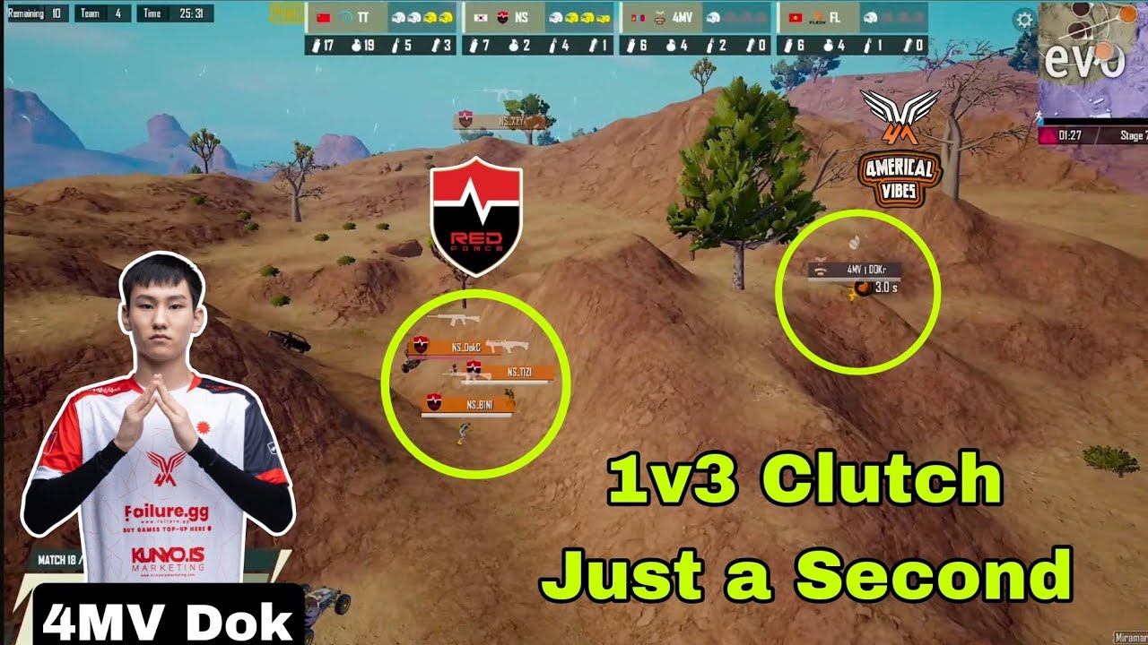 4MV Dok 1v3 Clutch 🔥🔥 || S12K Destroy NS RedForce #4mv #dok #pubgmobile ...
