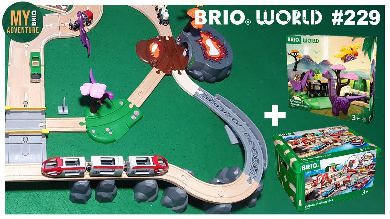 BRIO Dinosaur Adventure & Deluxe Railway Train Sets Combined [230 ...