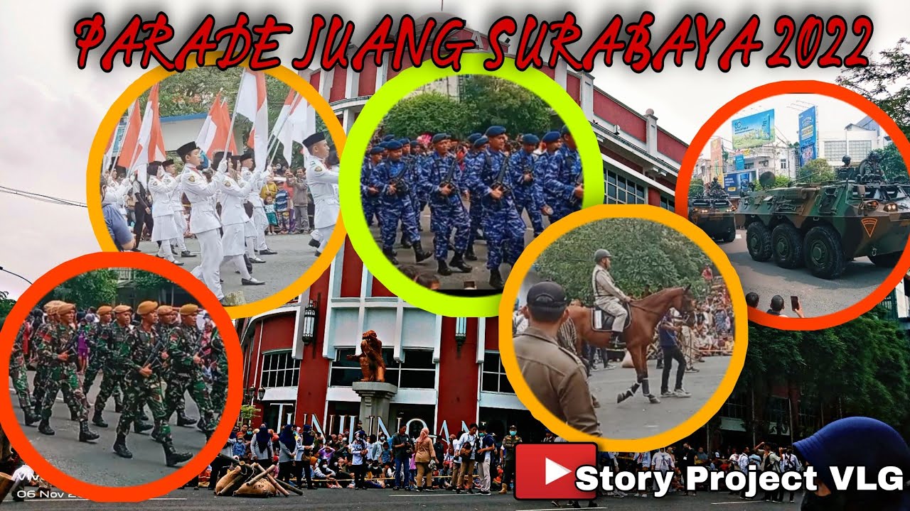 PARADE SURABAYA JUANG 2022 - part walikota sby berkuda-paskibraka-TNI ...