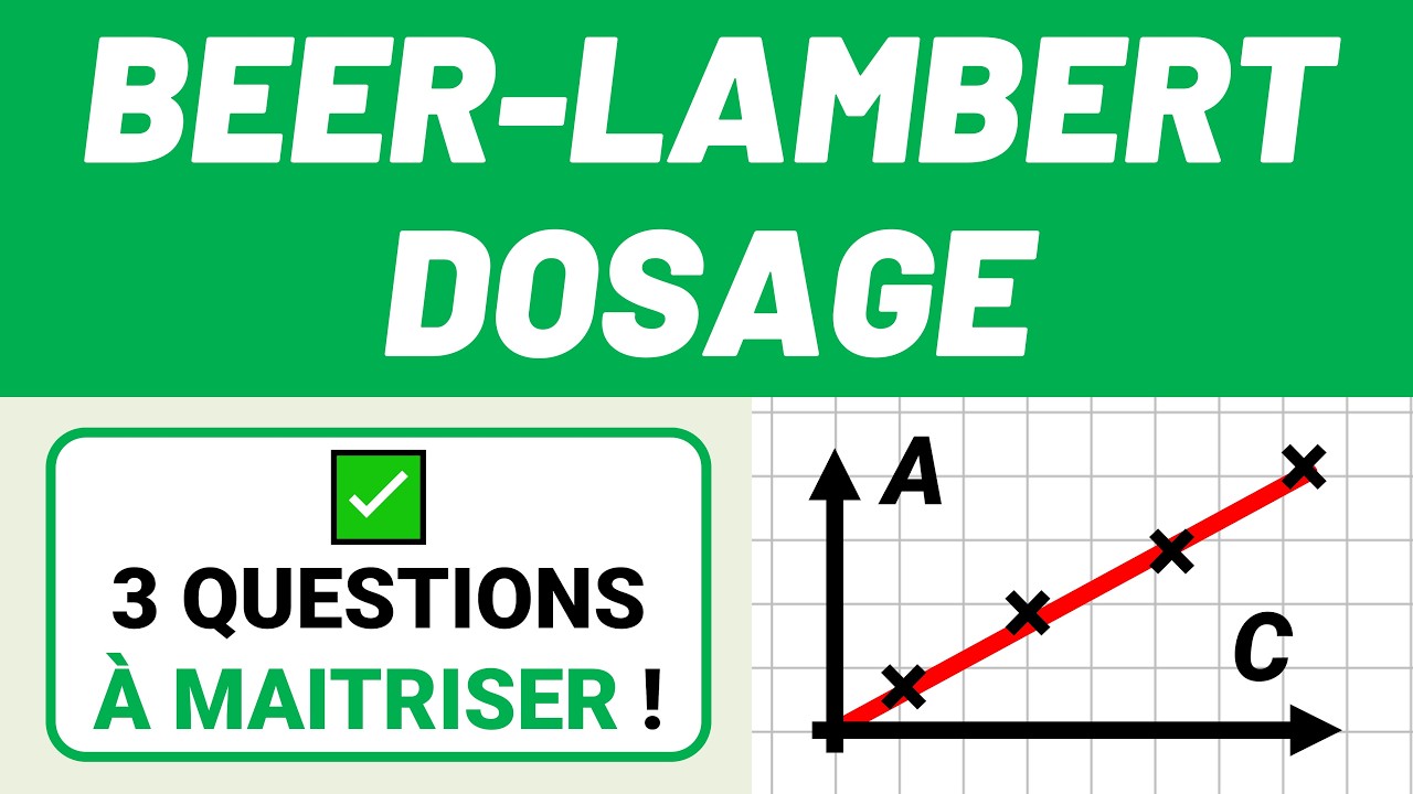 Loi de BEER-LAMBERT 💚 3 Questions à maîtriser ! 💪 Absorbance, dosage ...