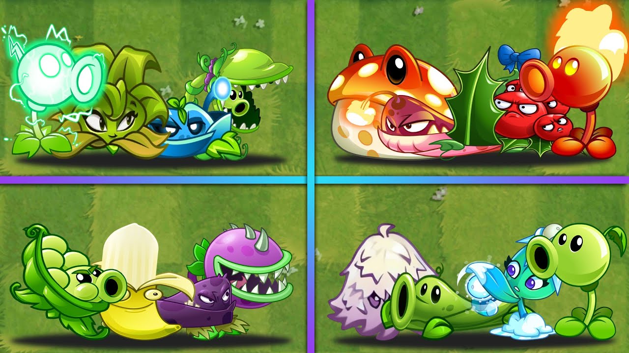 PvZ 2 | 4 Team PEA & CONTROL & VINE & EAT Plants vs Team Zombie - Team ...