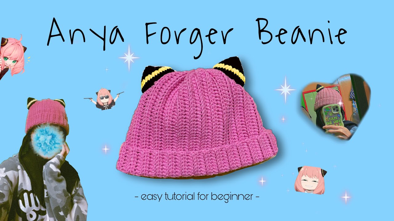 how to crochet Anya Forger Beanie 🍒 | step-by-step for beginner ...