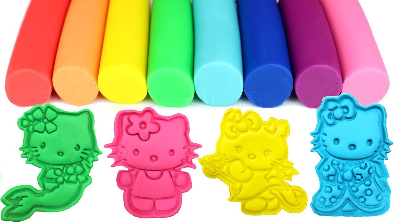 Play-Doh Hello Kitty Cookie Cutters and Surprise Toys (Learn Colors for ...