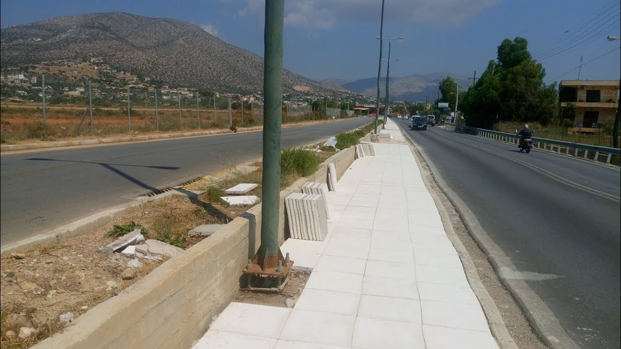 Κατασκευή πεζοδρομίου στην λεωφόρο Καραμανλή Ανάβυσσος - YouTube