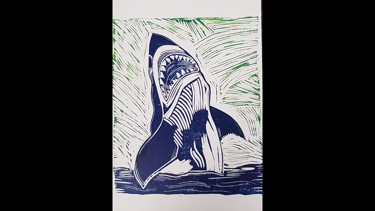 Making a Shark Lino Print - YouTube