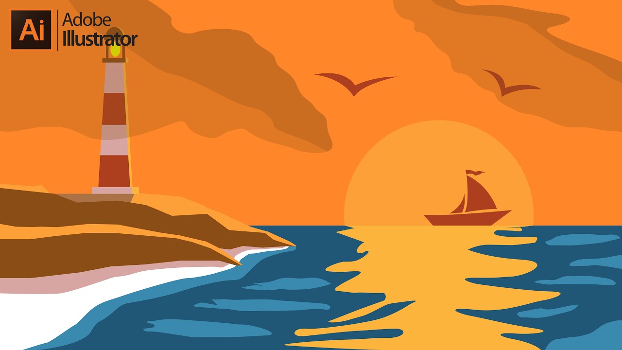 Adobe Illustrator CC Tutorial Flat Design - Nautical Flat Design - YouTube