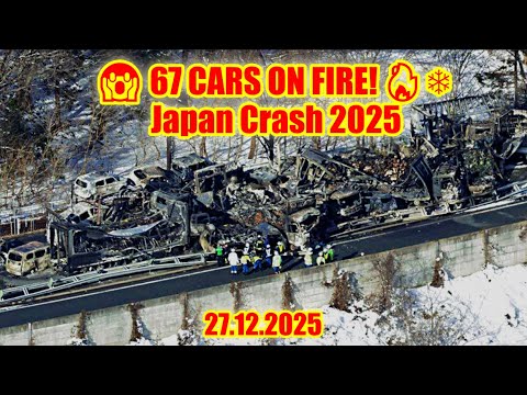HORRIFIC CRASH in Japan! 67 Vehicles on Fire — 2 Dead in Snowy Pileup 2025