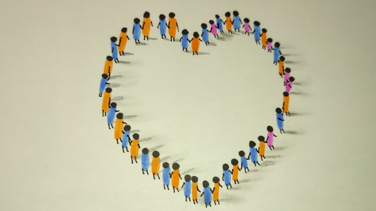 How to draw people in the shape of a heart - YouTube