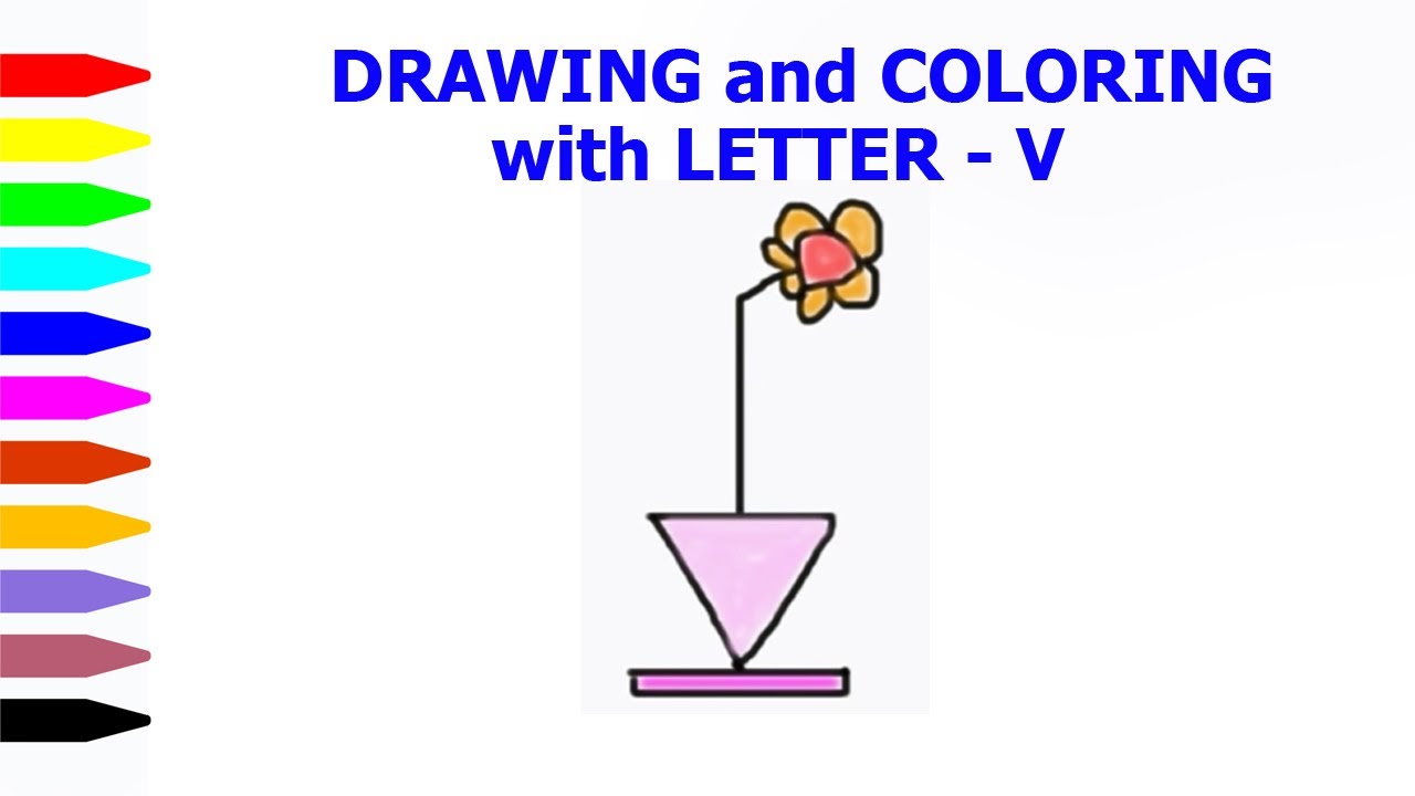 Drawing of a Flower Vase with the letter-V - YouTube