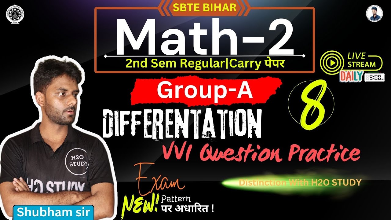 bihar polytechnic 2nd semester math-2|Differentation VVI Question Practice|sbte bihar 2nd|H2O ...