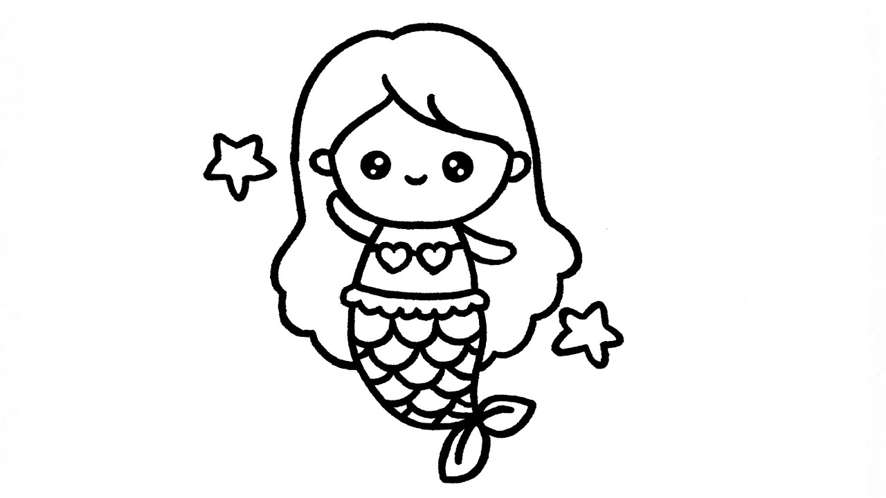 How to Draw a Cute Mermaid Very Very Easy - YouTube