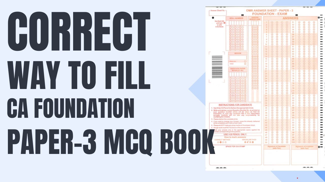 CORRECT WAY TO FILL CA FOUNDATION OMR SHEET FOR JUNE 2024 EXAM FOR ...