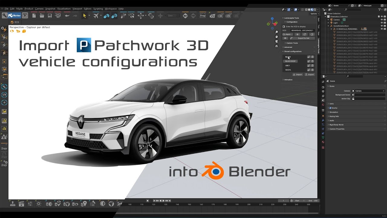 Import Patchwork 3D Renault 3DCommerce vehicle configurations into Blender - YouTube
