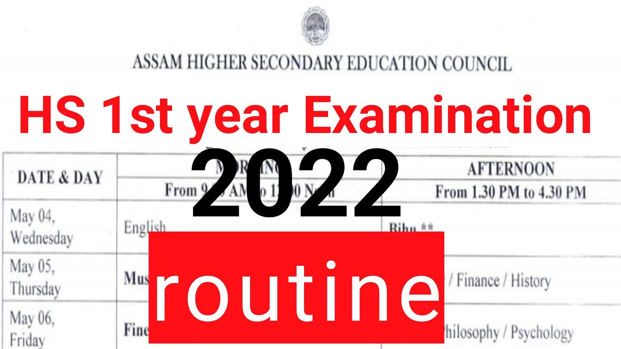 HS 1st year Examination routine 2022 - YouTube