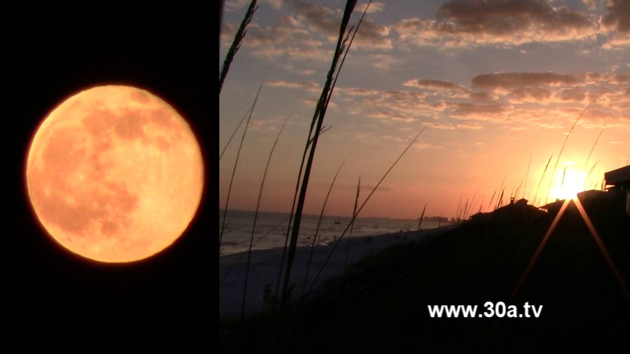 Amazing Sunset and Moon Rise at the same time 30A TV - YouTube