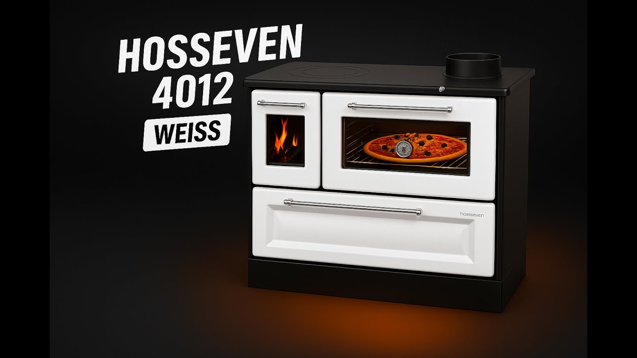 Hosseven Kaminofen 4012 Weiß – Heizen, Kochen & Backen mit echter ...