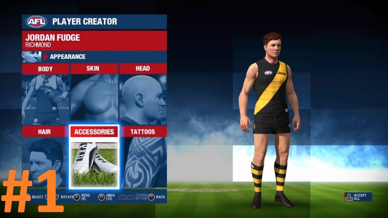 AFL EVOLUTION CAREER MODE #1 SIGNING FOR RICHMOND AND CUSTOMIZING OUR ...