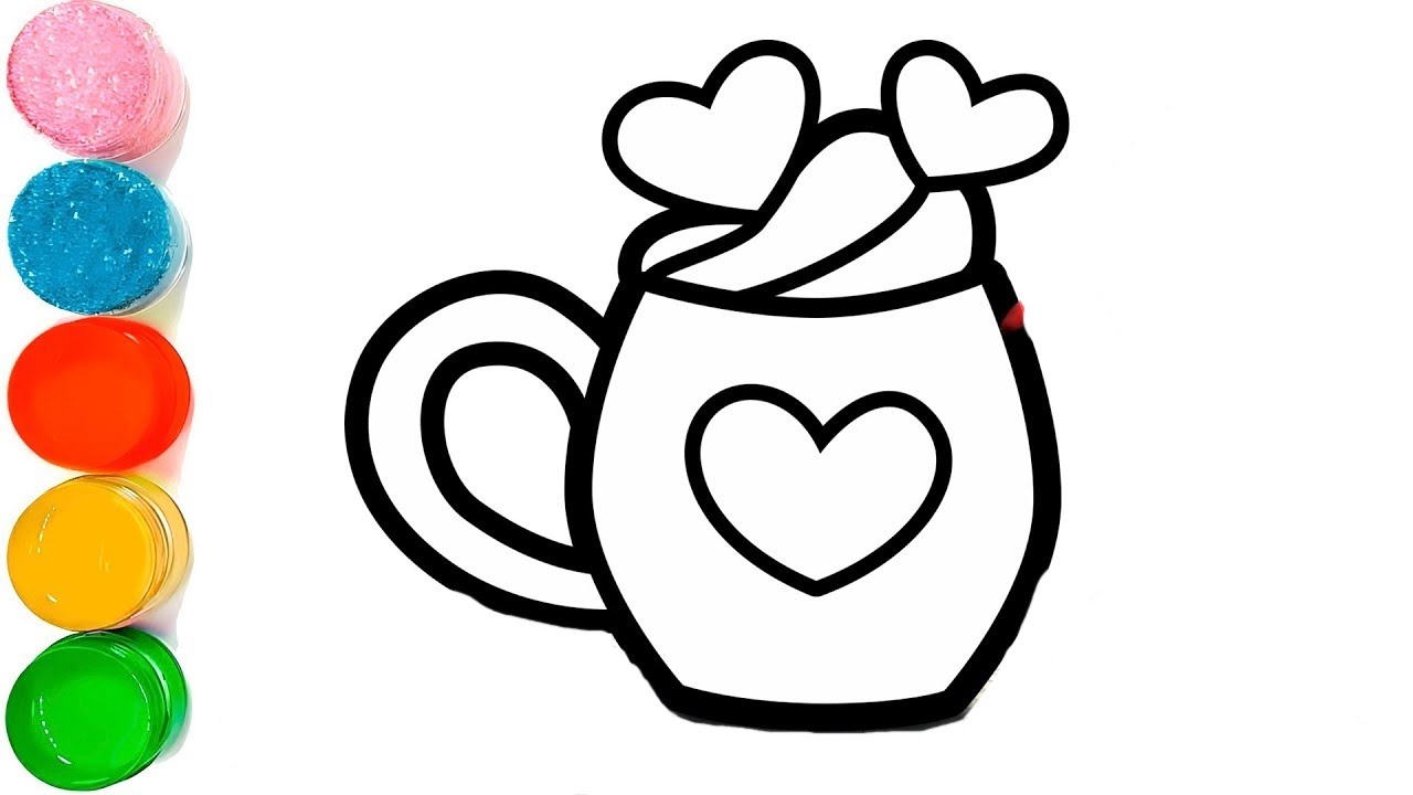 How to Draw a Cute Cup with Hearts | Cute Cup Drawing - YouTube