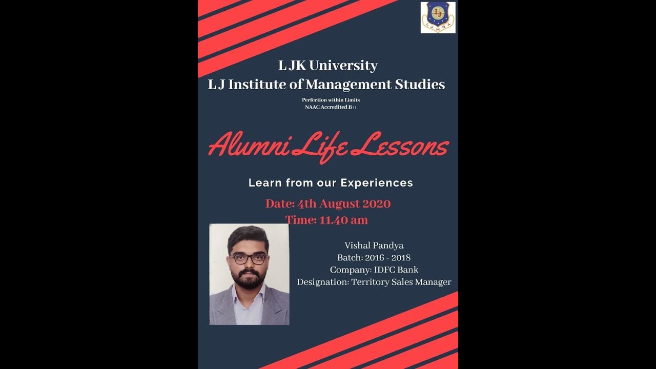 L.J. Alumni Life Session - 3| 4th August 2020| Vishal Pandya | Batch ...