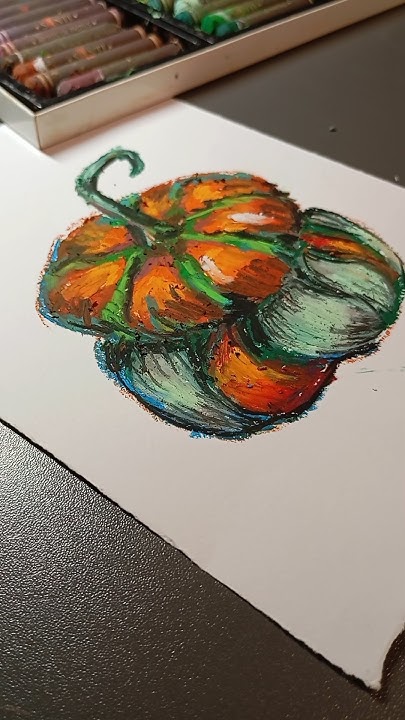how to draw a pumpkin with oil pastels #art - YouTube