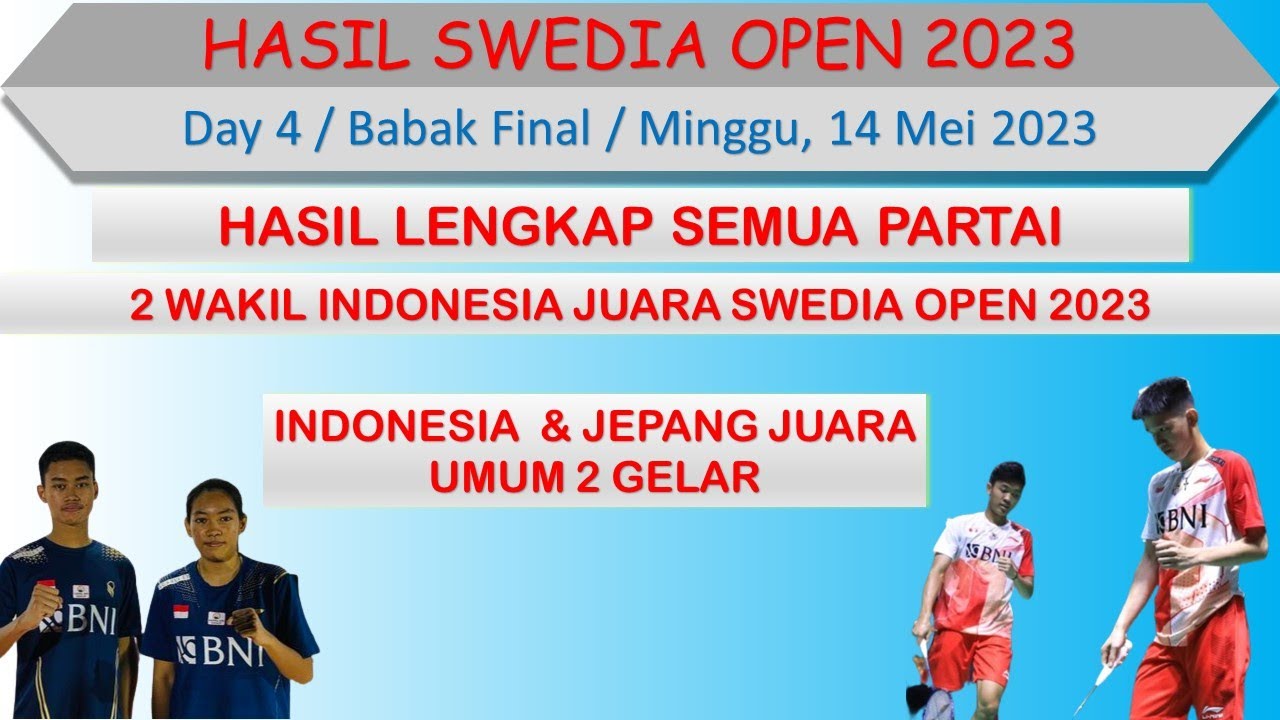 Hasil Swedia Open 2023 │ Day 4 / Final │ 2 Wakil Indonesia Juara Swedia ...