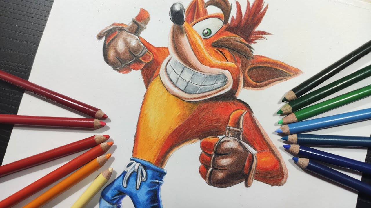 DIBUJO ESPECTACULAR --CRASH BANDICOOT-- SPEED DRAW (JI ART) - YouTube