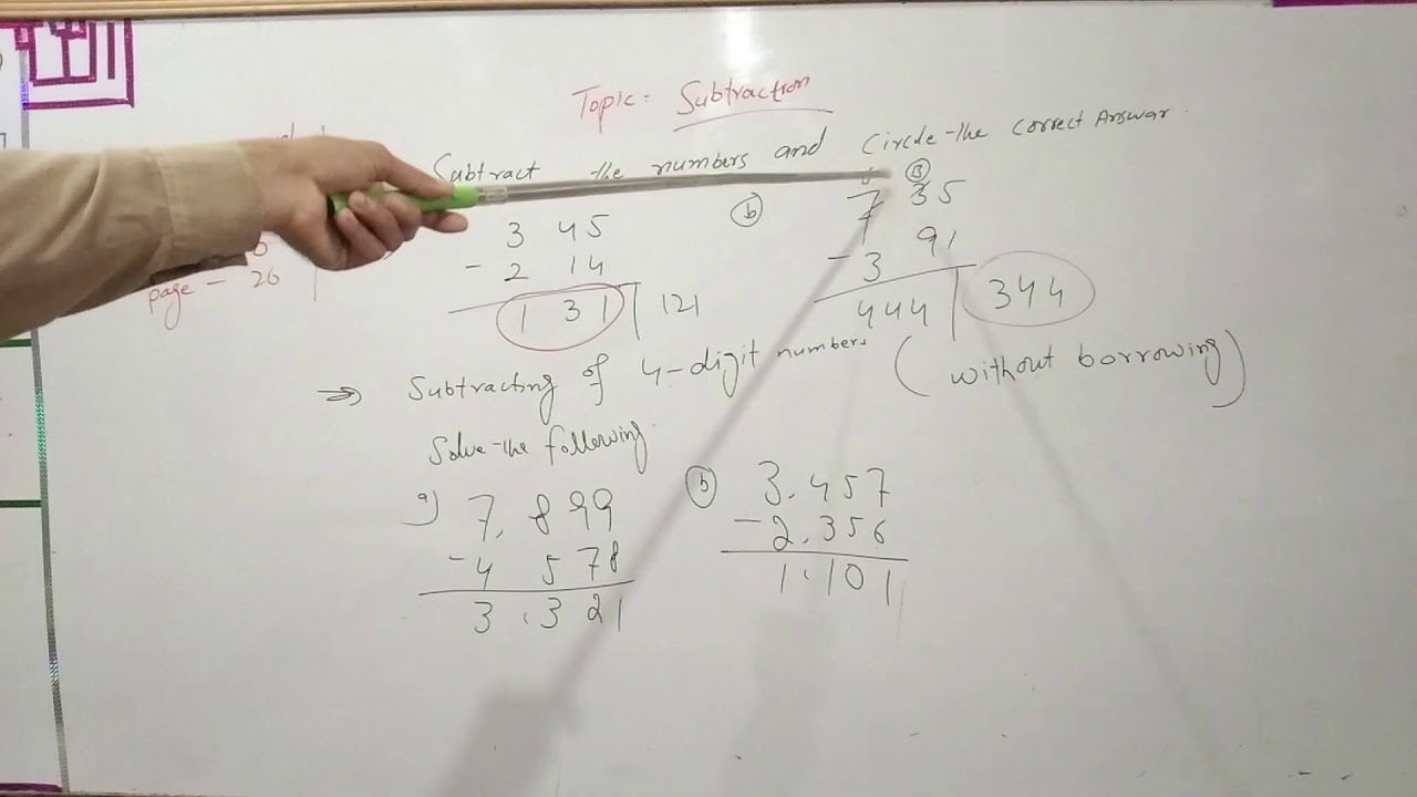 Subtraction class 3rd mathematics - YouTube