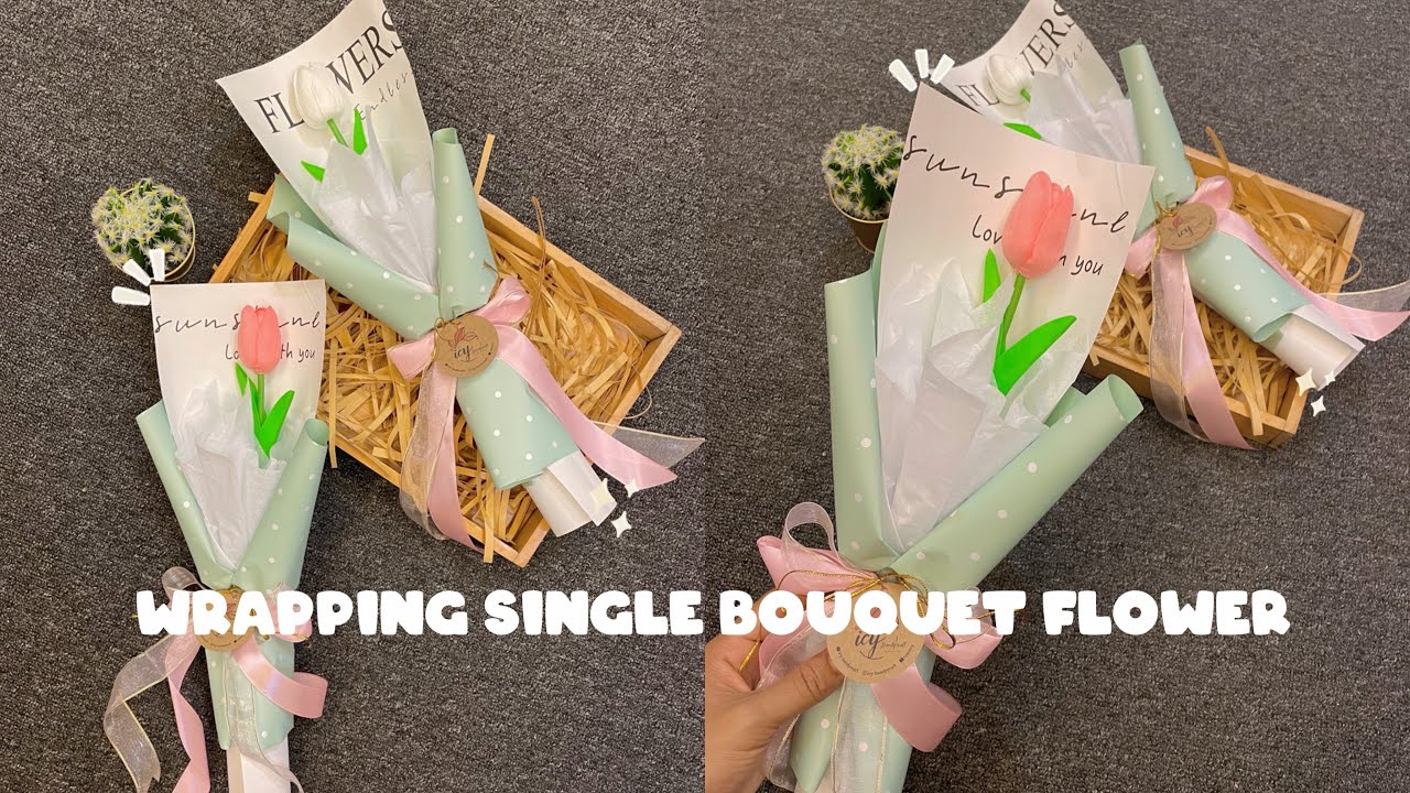 Tutorial membuat buket single | wrapping single buket flower - YouTube