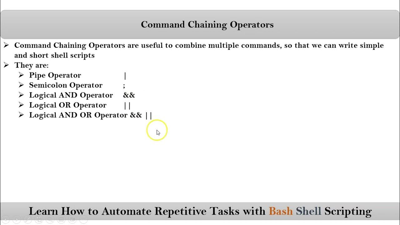 Section 10 Video 1 List Of Command Chaining Operators Vrtechnologies By Narendrap Youtube
