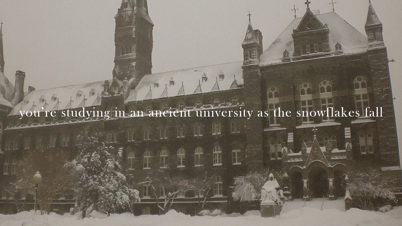 you’re studying in an ancient university as the snowflakes fall (dark ...