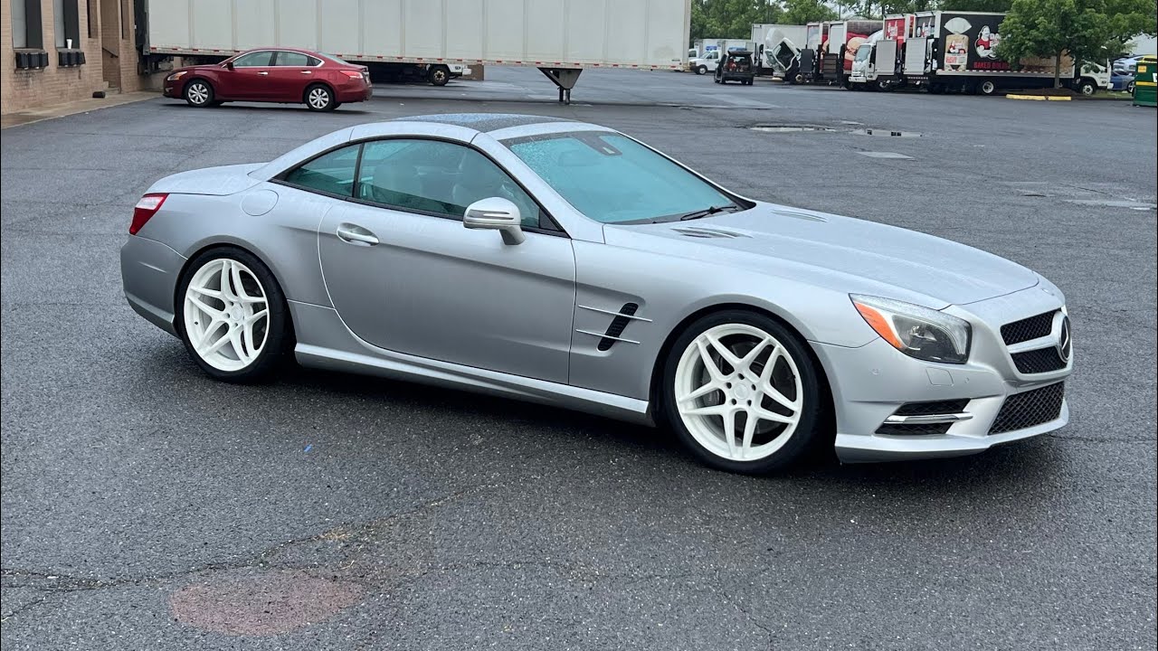 Mercedes r231 sl550 Kansei Astro wheels & lowering links - YouTube