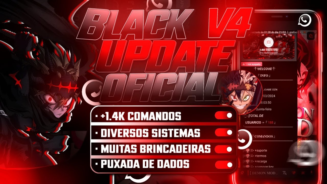 NOVO BOT WHATSAPP VARIOS COMANDOS COMO INSTALAR O BLACK BOT V4 UP ...
