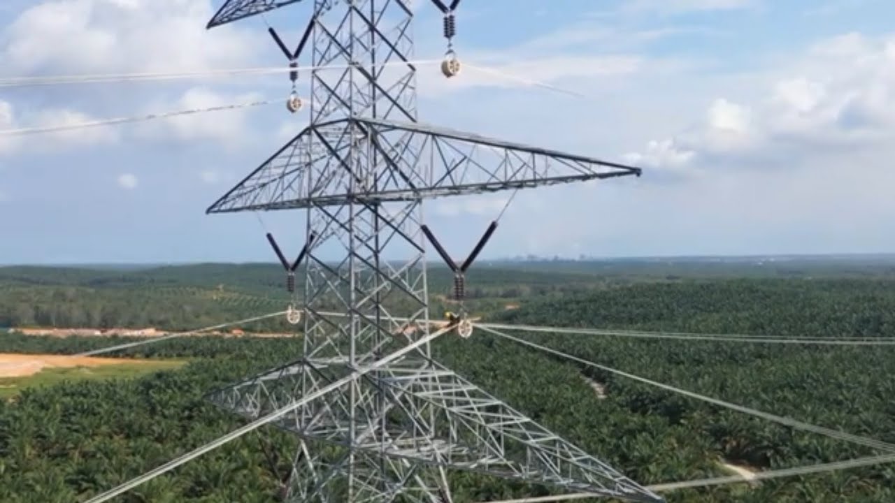 ️201 Begini ketika penarikan kabel tower sutet di lihat dari atas-500 ...