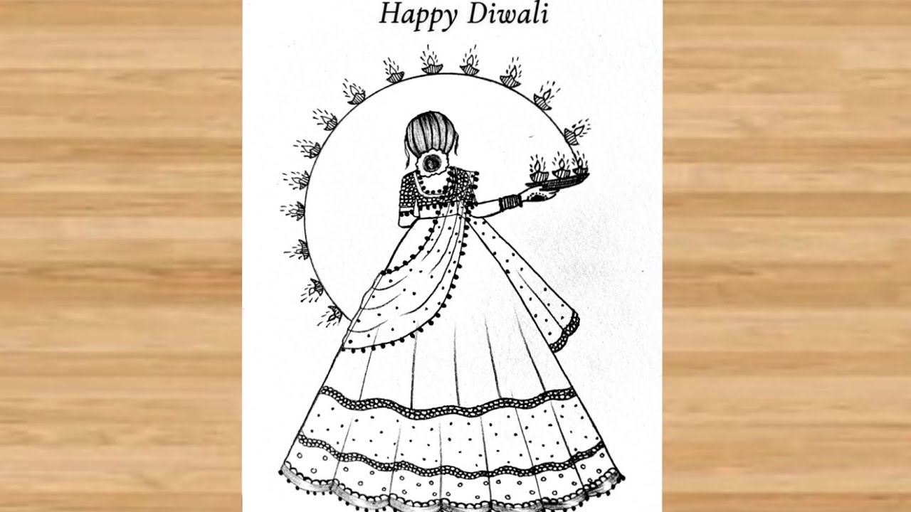 Sundar Diwali Chitra Kaise Banaen | How To Draw Diwali Drawing Easy ...